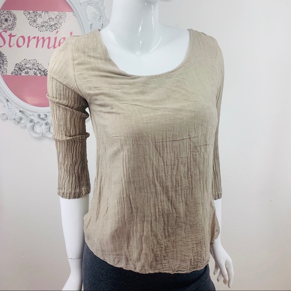 Cosmo | Tops | Cosmo Tan Lace Back Textured Washed | Poshmark